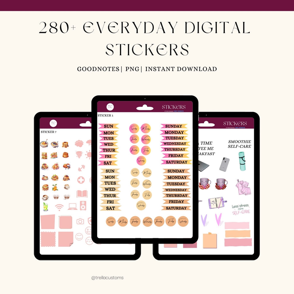 Everyday Digital Stickers | Precropped Goodnotes Stickers | 280+ iPad ...