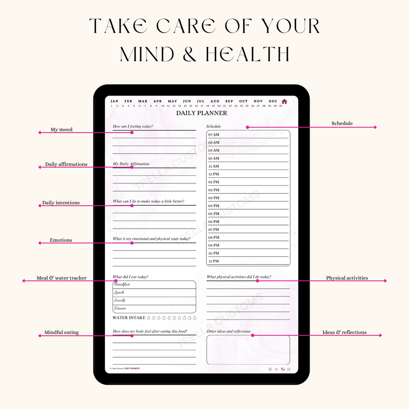 Undated Self-Care Planner | Goodnotes | Digital Planner – Trella Customs