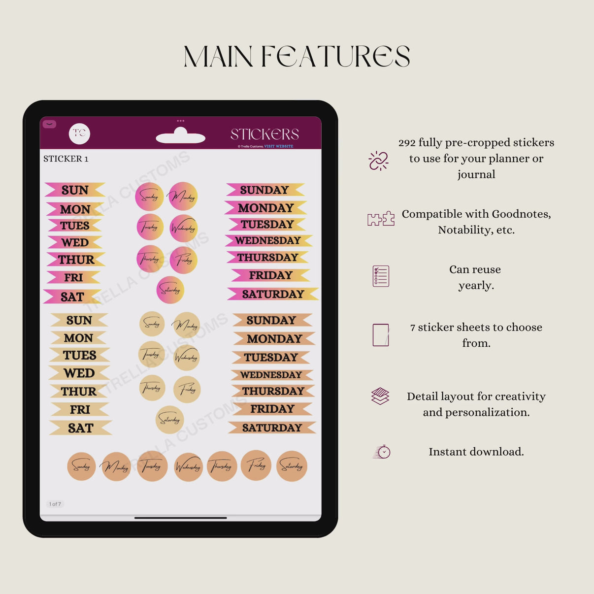 Everyday Digital Stickers | Precropped Goodnotes Stickers | 280+ iPad ...